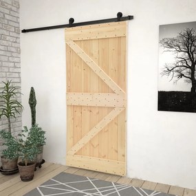 Posuvné dveře se setem kování 90 x 210 cm masivní borové dřevo,  3057497