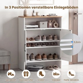 Costway Botník ve venkovském stylu s dvířky a 2 výškově – 70 × 35 × 95 cm