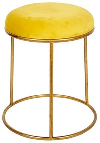 Zlatá kovová stolička se žlutým sametovým podsedákem – 42x48 cm