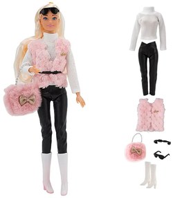 Módní oblečení pro Barbie - sada oblečení s doplňky Varianta: B set růžový s kabelkou