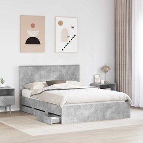 Rám postele s čelo Betonově šedá 150 x 200 cm Inženýrské dřevo 3411106