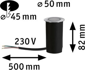 P 94727 LED zemní svítidlo zlaté světlo neláká hmyz IP67 kruhové 50mm 2200K 2,2W 230V hliník umělá hmota/kov - PAULMANN