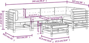 vidaXL 6dílná zahradní sedací souprava a podušky impregnovaná borovice [3186005] Barva: Šedá borovice