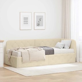 Rohový rám postele Krémová 80 x 200 cm textil 3394035