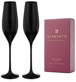 Diamante sklenice na šampaňské Ghost Black 210 ml 2KS