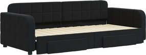 Válenda s přistýlkou a zásuvkami černá 90 x 200 cm samet 3196981