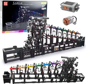 LEAN Toys Stavebnicové kostky – dráha na kuličky s elektromotorem, 2520 dílů