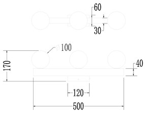 Nástěnné svítidlo Magnet, 3x bílé skleněné stínítko, b