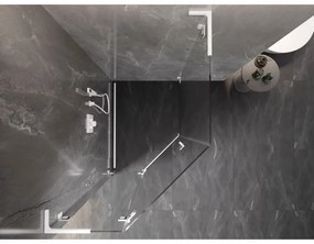 Mexen Lunar, L pětiúhelníkový sprchový kout naklápěcí doleva 80 x 100 cm, 8mm čiré sklo, bílý profil, 831L-080L-100P-20-00-L