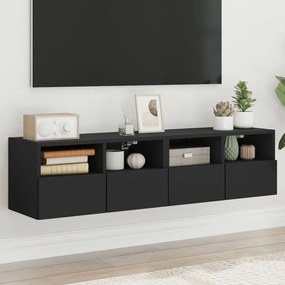 Nástěnné TV skříňky 2 ks černé 60 x 30 x 30 cm kompozitní dřevo - Default Title