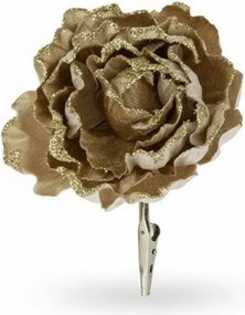 Zlatá vánoční růžička na klipu, typ 4, 11 cm