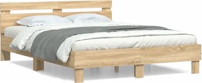 vidaXL Rám postele s čelem 140 x 190 cm kompozitní dřevo [3207439] Barva: dub sonoma