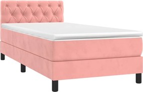 Box spring postel s matrací růžová 80 x 200 cm samet 3141454