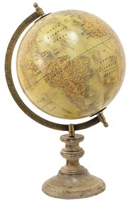 Béžový dekorativní glóbus na dřevěném podstavci Globe - 22*22*37 cm