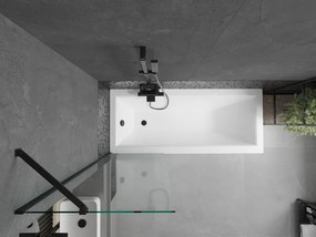 Mexen Next, vanová zástěna 1-křídlová 60 x 150 cm, fixní křídlo, 6 mm čiré sklo, černý profil, 895-060-000-00-00-70
