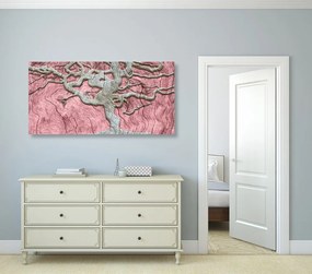 Obraz abstraktní strom na dřevě s růžovým kontrastem Varianta: 100x50