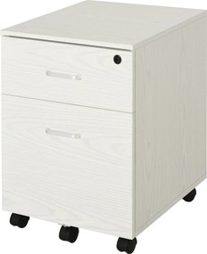 Mobilní šanón od Vinsetto pro A4 soubory s kolečky, závěsný šanón s 2 zásuvkami a zámkem 40x45x55,6 cm Bílý | Aosom