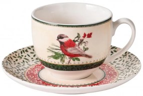 Sada 2 šálků s podšálkami na čaj/kávu 250 ml s motivem ptáčka CANTICO BRANDANI