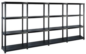 Úložný regál 4patrový černý 244 x 30,5 x 130 cm plast 3059859