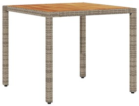 vidaXL Zahradní stůl s akáciovou deskou šedý 90 x 90 x 75 cm polyratan