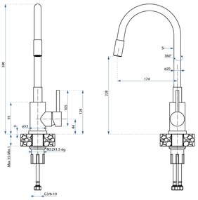 Kuchyňský nerezový dřez REA LUKE 100 nerez kartáčovaná v setu s pákovou baterií s flexibilním ramínkem