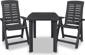 3dílný bistro set plastový antracitový 275083