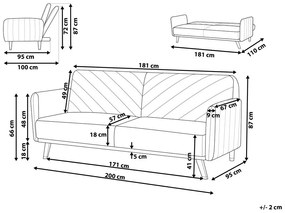 Čalouněná třímístná rozkládací pohovka červená SENJA Beliani