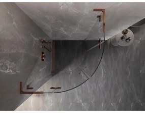 Mexen Lunar, L výklopný půlkruhový sprchový kout 100 x 100 cm, 8mm čiré sklo, profil růžové zlato, 833L-100L-100P-60-00