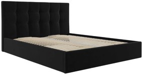 OnaDnes -20% Černá sametová dvoulůžková postel MICADONI Phaedra 160 x 200 cm