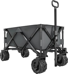 Outsunny Skládací Ruční Vozík 360° Zahradní Vozík Transportní Vozík s Telescopickou Rukojetí Nastavitelná Výška Rukojeti Plážový Vozík s Nosností až …