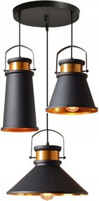 Toolight - Stropní svítidlo ASTI ABC 3xE27, černá-zlatá, OSW-00182