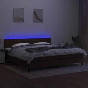 Box spring postel s matrací a LED tmavě hnědá 200x200 cm textil 3133264