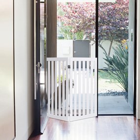Costway Zábrana pro psy 89 cm vysoká 2 panely Ochranné dřevěné skládací (bílé