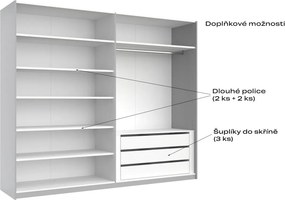 Skříň-šatna 2,5x2,1m (Dveře Lesklé Bílé), série N Family