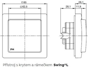 ABB Swing (L) zásuvka IP44 jasně bílá 5518G-A02989 B1 s průhledným víčkem