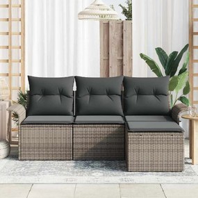 Set pohovek 4 ks 4-Počet míst Šedá polyratan 3345309