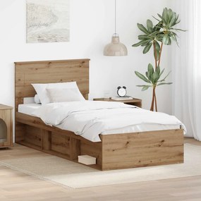 Rám postele s čelo Umělecký dub 100 x 200 cm Kompozitní dřevo 3407921