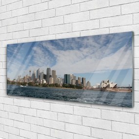 akrylový obraz Město Moře Domy Sydney 125x50 cm