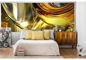 DIMEX | Panoramatická vliesová fototapeta na zeď Zlatý abstrakt MP-2-0291  | 375 x 150 cm | zlatá, černá