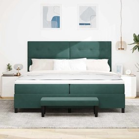 Postel s boxspringem s čelo Tmavě zelená 200 x 200 cm samet 3344537