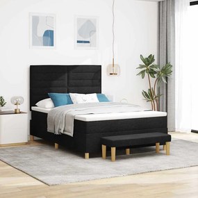 Postel s boxspringem s čelo Černá 200 x 140 cm textil 3344228