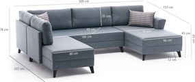 Hanah Home Šestimístná pohovka EFSUN hnědá 300 cm