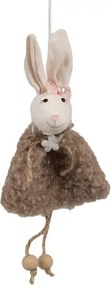 Závěsný velikonoční králíček s hnědými šaty Magiccal - 8*3*16 cm