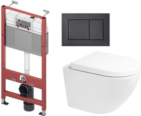 Set záchodová mísa Oltens Hamnes Kort Stille 42024000, podomítkový WC modul Tece Base 9400407, 9240407, 45113000