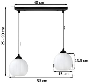 Závěsné svítidlo Costa, 2x bílé skleněné stínítko, b