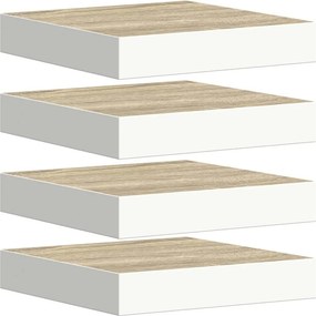 Plovoucí nástěnné police 4 ks dub a bílé 23 x 23,5 x 3,8 cm MDF 326569