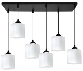 Závěsné svítidlo Riffle Square, 6x bílé skleněné stínítko, b