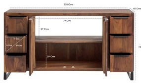 Massive home | Široká koupelnová komoda Wild 138cm - tmavý akát VÝPRODEJ