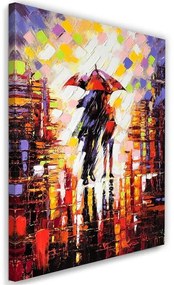 Obraz na plátně Zamilovaný pár v dešti jako malovaný - 40x60 cm