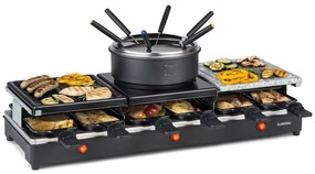 Klarstein Fonduelette XL, raclette gril, fondue, 3 v 1, 1650 W, pro 12 osob, přírodní kámen